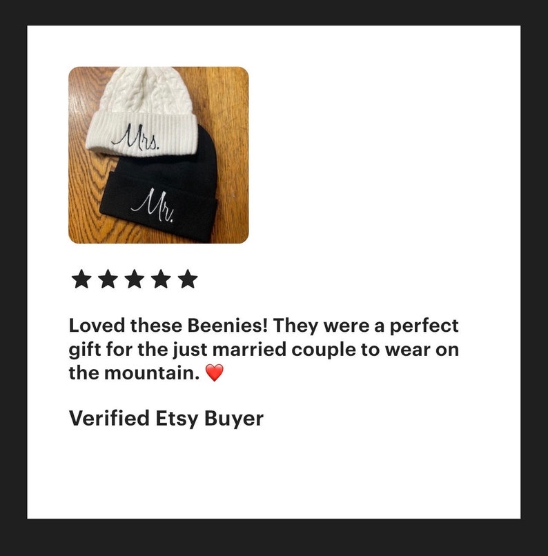 Embroidered Beanie Mr & Mrs Couples Knit Hats Wedding Gift Honeymoon ...