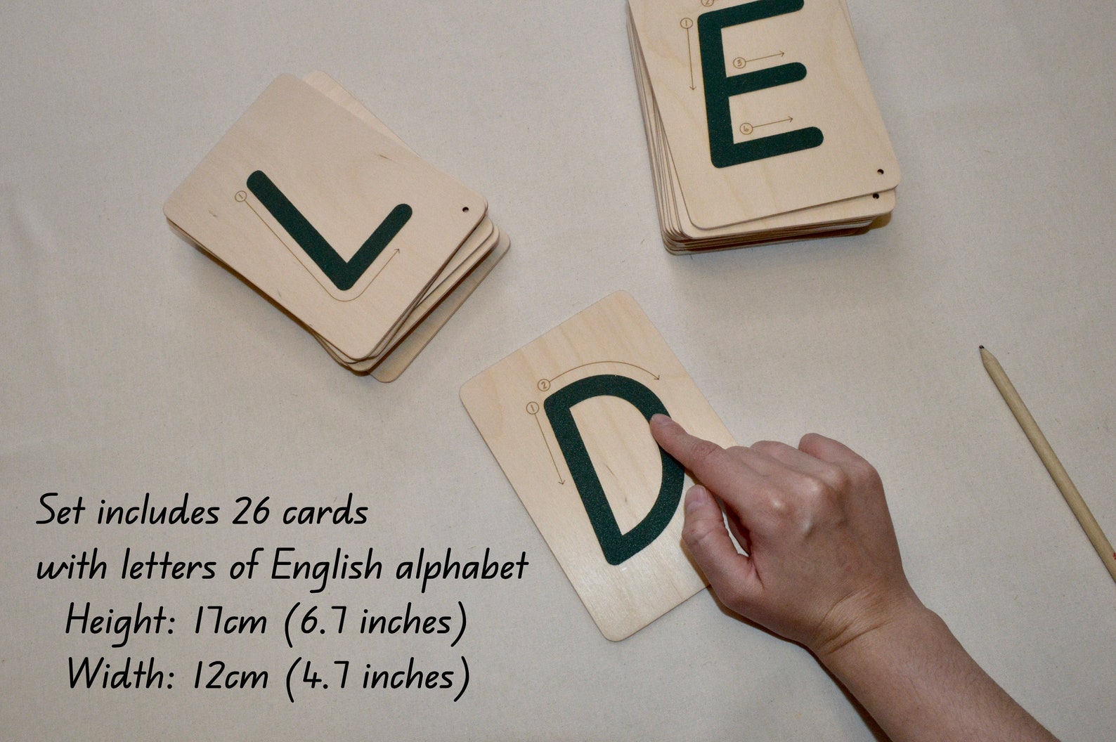 Wooden Alphabet Sandpaper English Tactile Handmade Letters Tracing ...