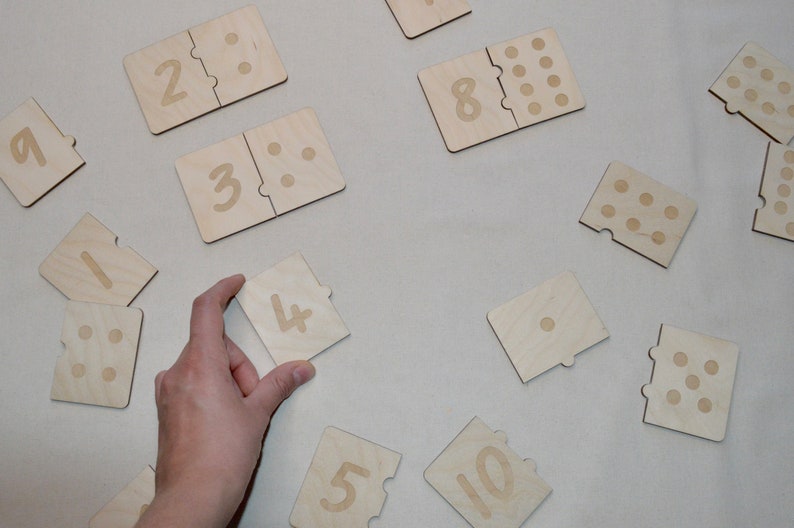 Wooden Shape Matching Numbers 1-10 Puzzle Tactile Movable Flashcards ...