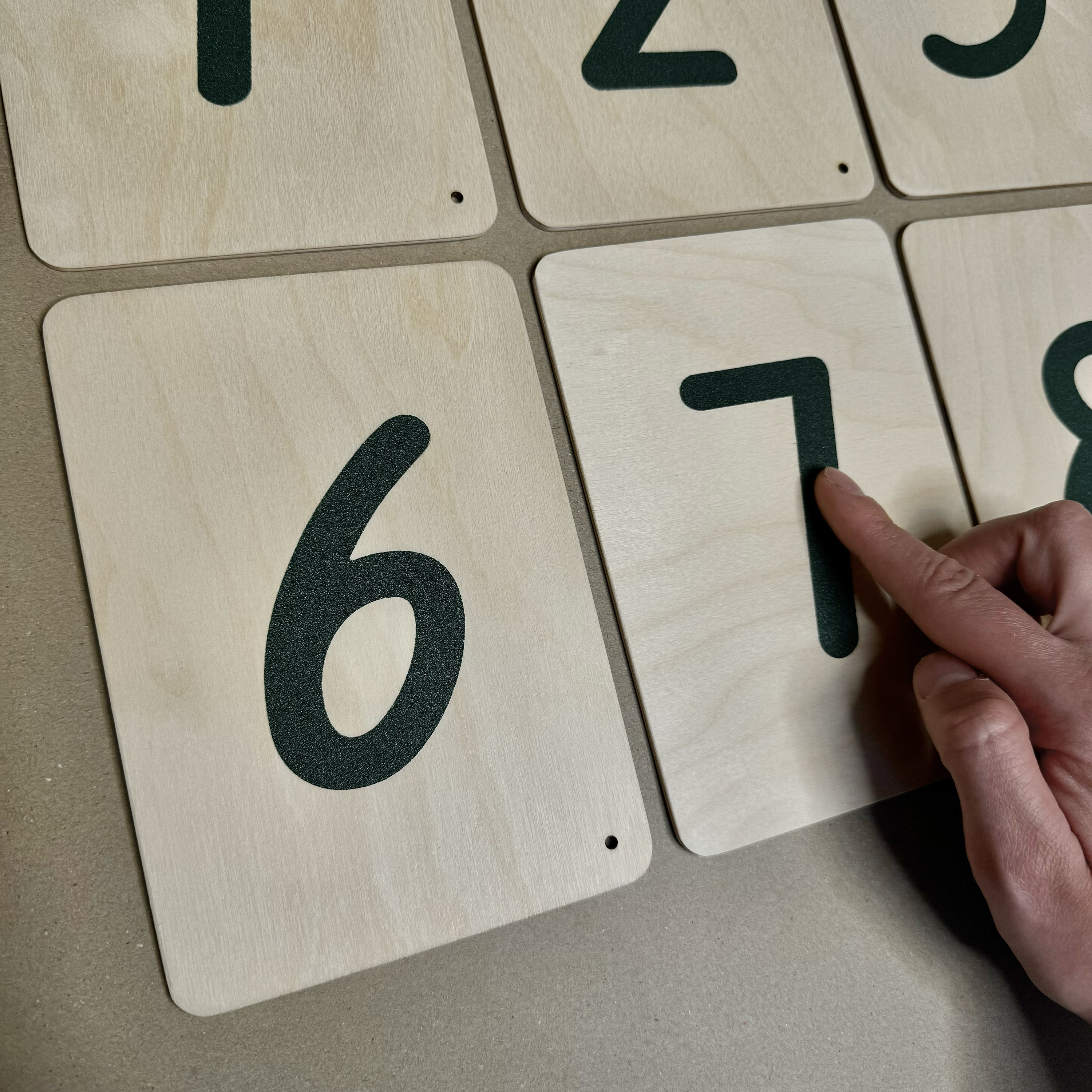 Sandpaper Numbers Set of Movable Cards in Queensland QLD Font on Wooden ...
