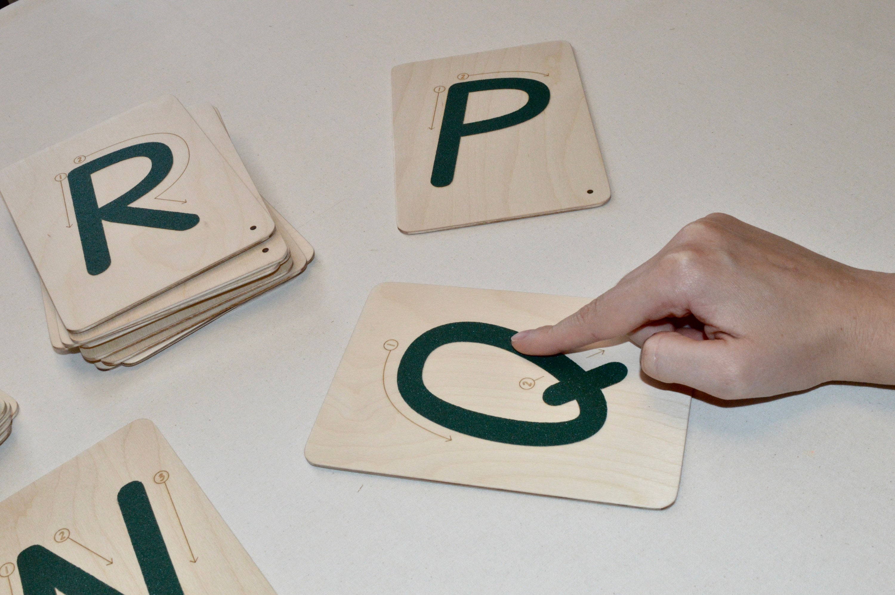 Wooden Alphabet Sandpaper English Tactile Handmade Letters Tracing ...