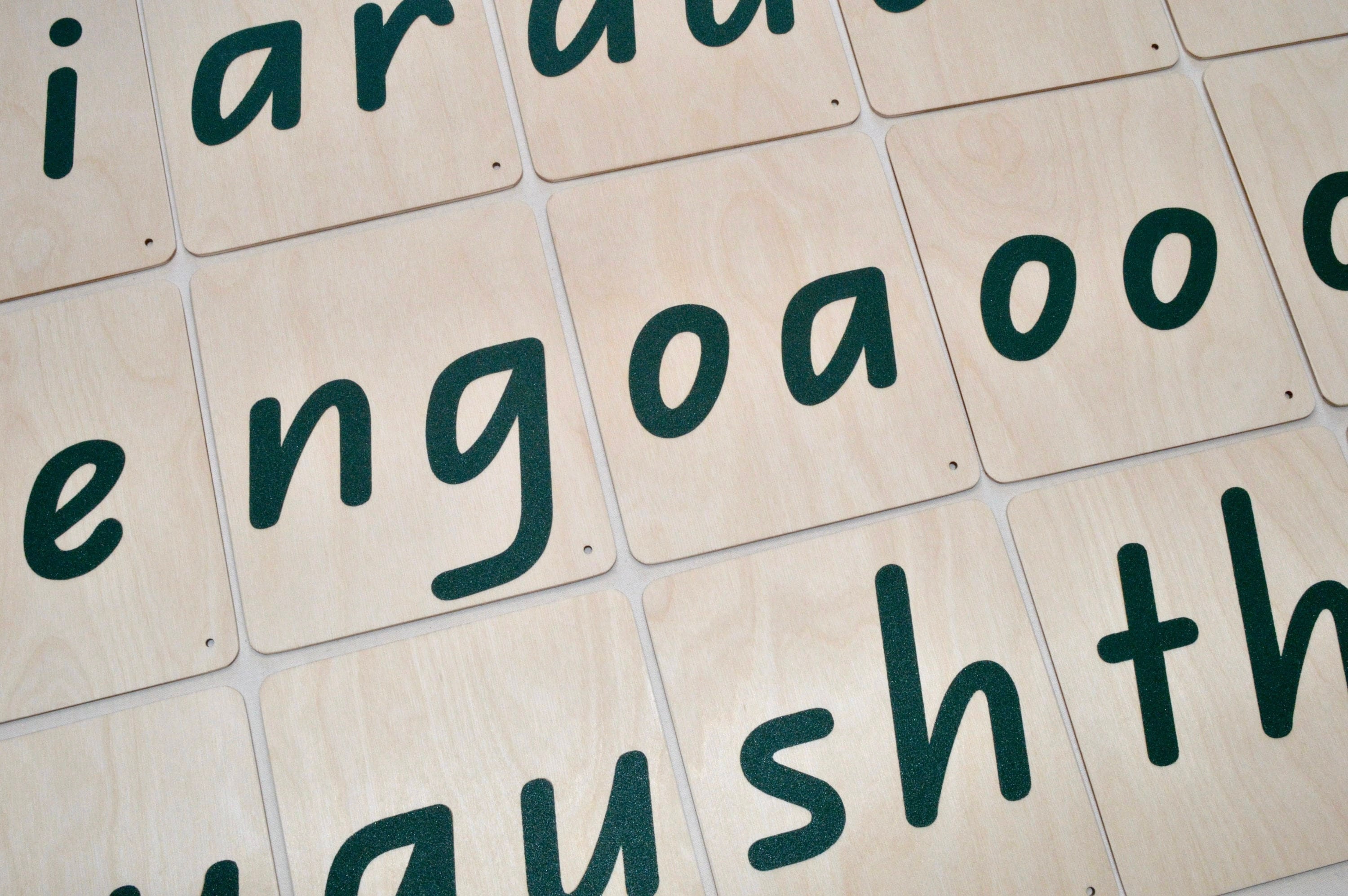 Wooden Alphabet Sandpaper English Handmade Tactile Diphthongs Letters ...