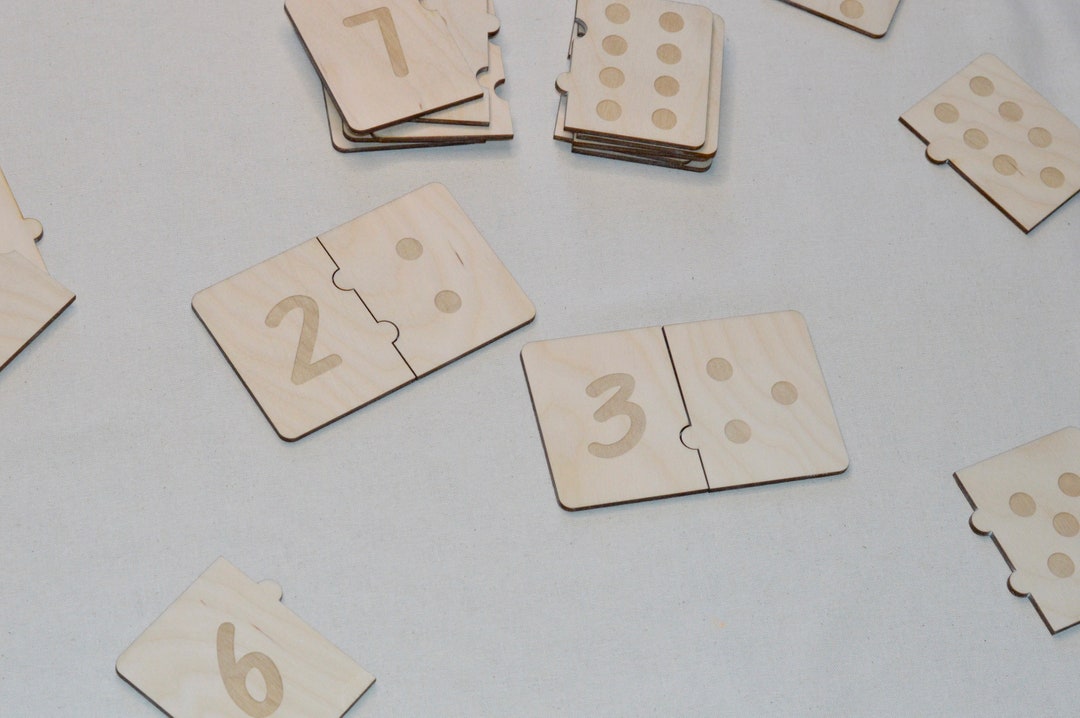 Wooden Shape Matching Numbers 1-10 Puzzle Tactile Movable Flashcards ...