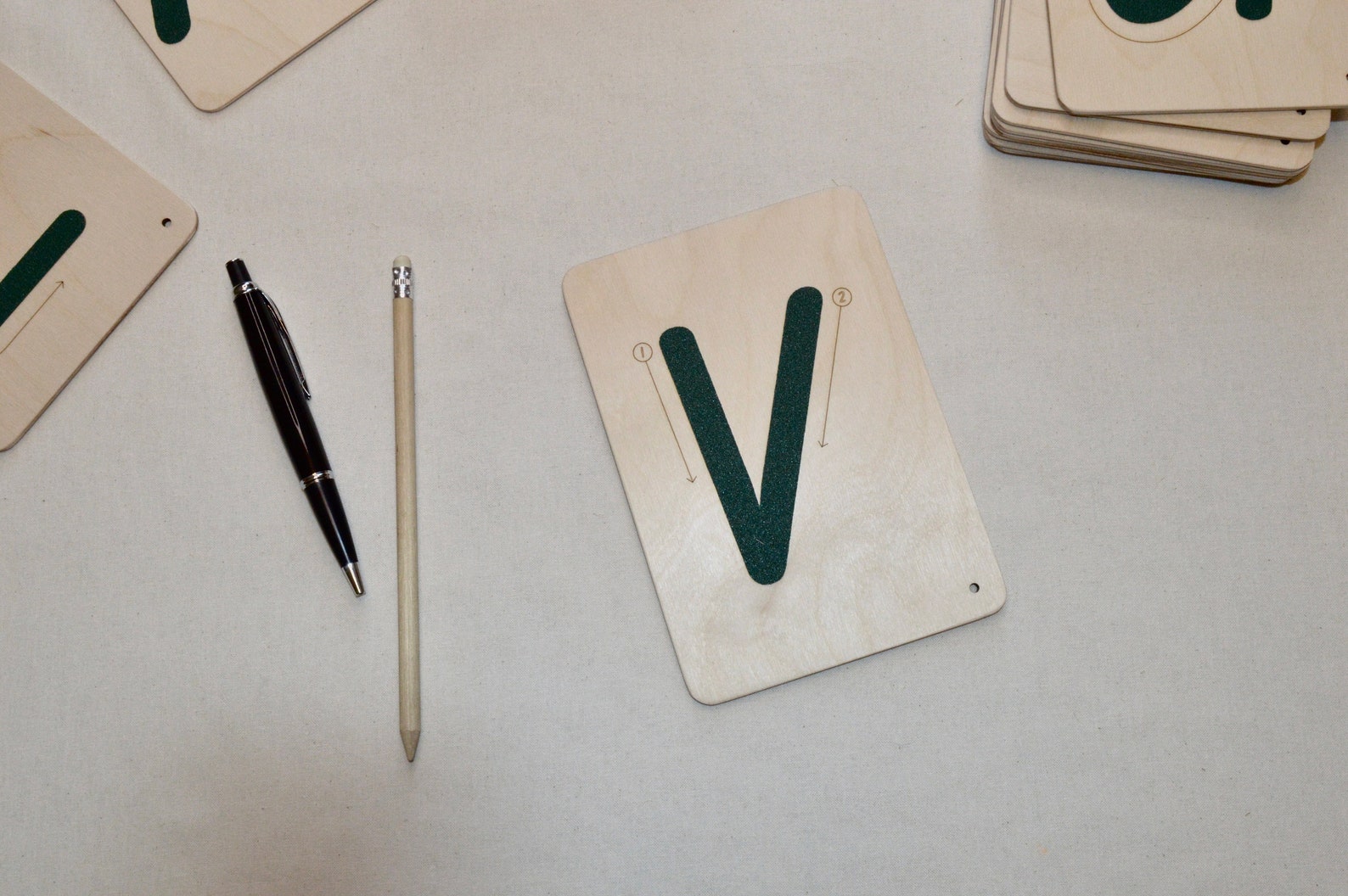 Wooden Alphabet Sandpaper English Tactile Handmade Letters Tracing ...