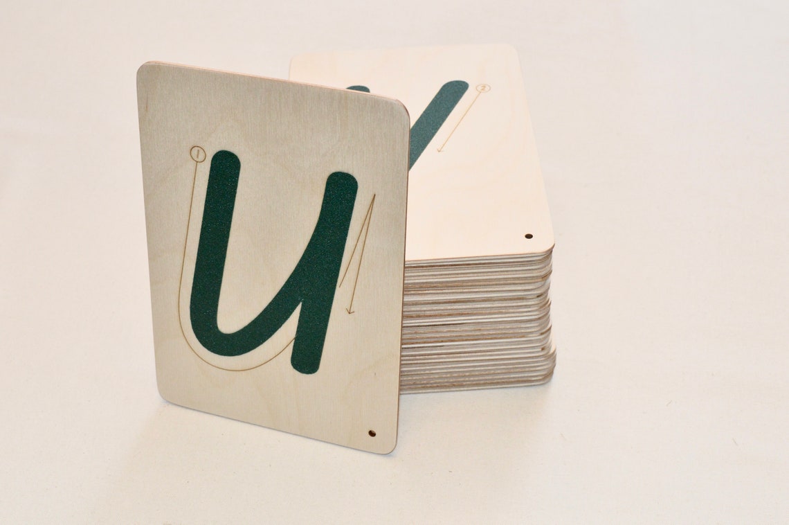 Wooden Alphabet Sandpaper English Tactile Handmade Letters Tracing ...