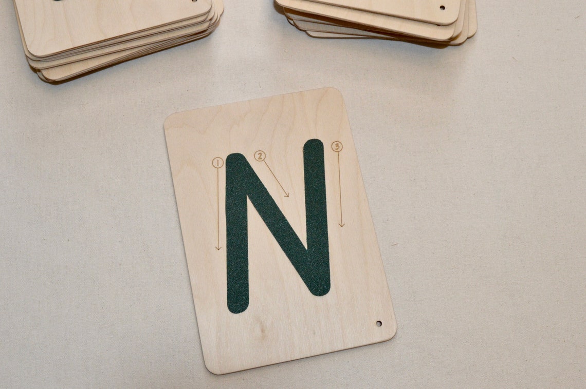 Wooden Alphabet Sandpaper English Tactile Handmade Letters Tracing ...