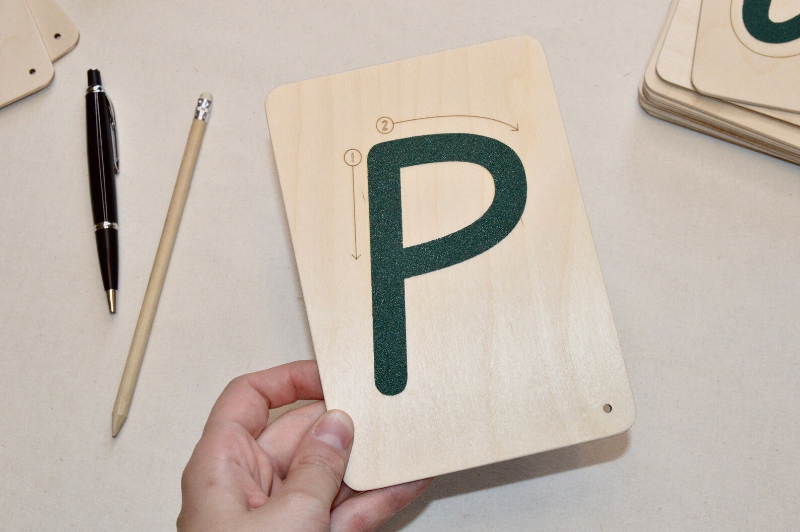 Wooden Alphabet Sandpaper English Tactile Handmade Letters Tracing ...