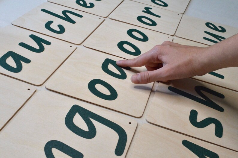 Wooden Alphabet Sandpaper English Handmade Tactile Diphthongs Letters ...