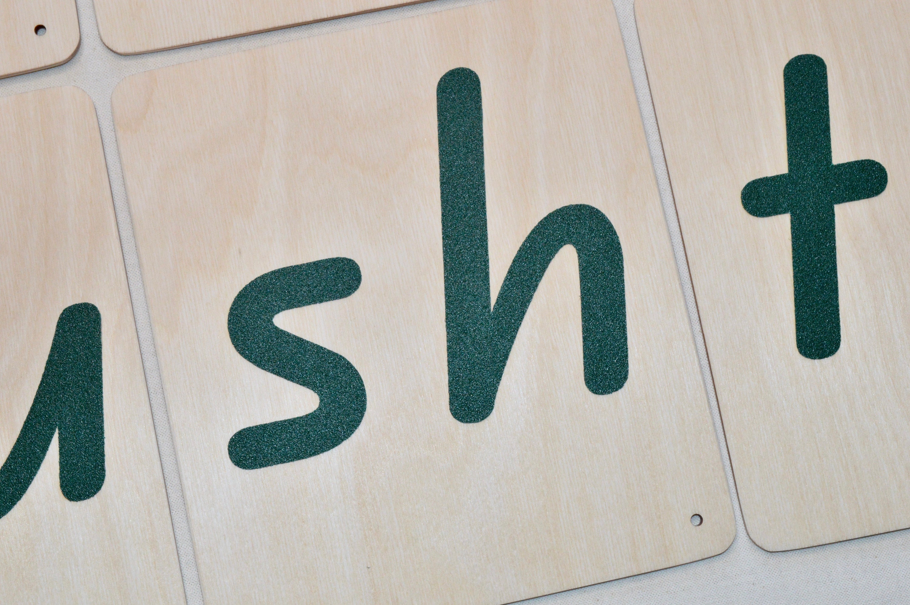 Wooden Alphabet Sandpaper English Handmade Tactile Diphthongs Letters ...