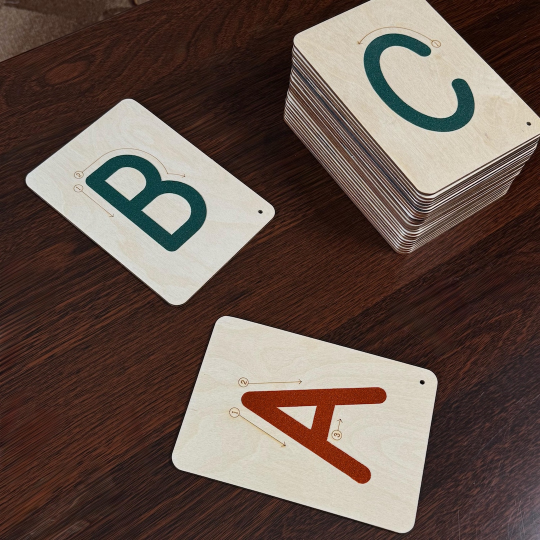 Sandpaper English Alphabet Letters on Wooden Base for Kids Tactile ...