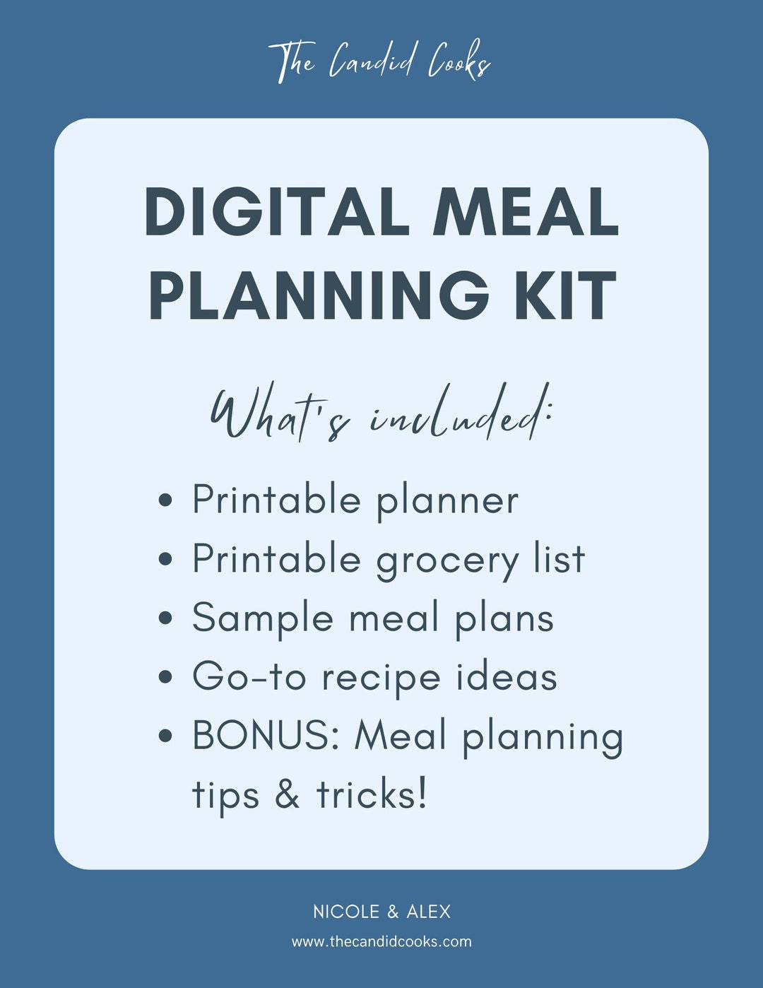 Digital Meal Planner Kit - Meal Planner, Grocery List, Sample Meal ...