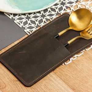 Personalized Cutlery Pouch, Leather Cutlery Bag, Personalized Utensil ...