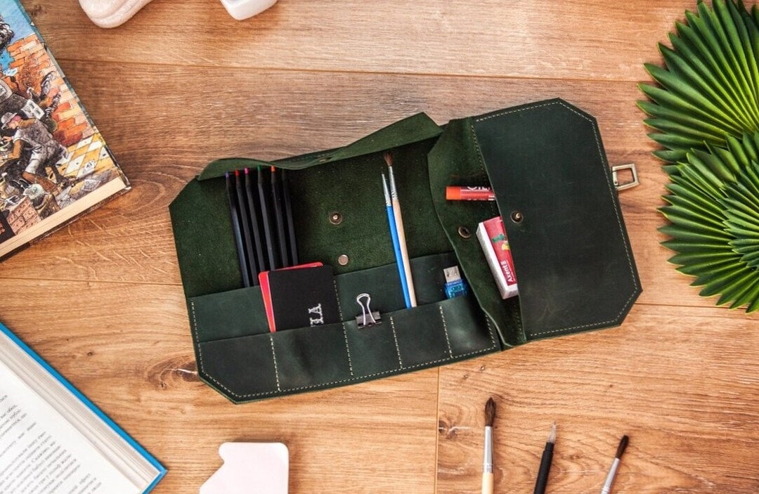 Leather Pencil Roll, Pen Case Leather, Art Pencil Roll, Colored Pencil ...