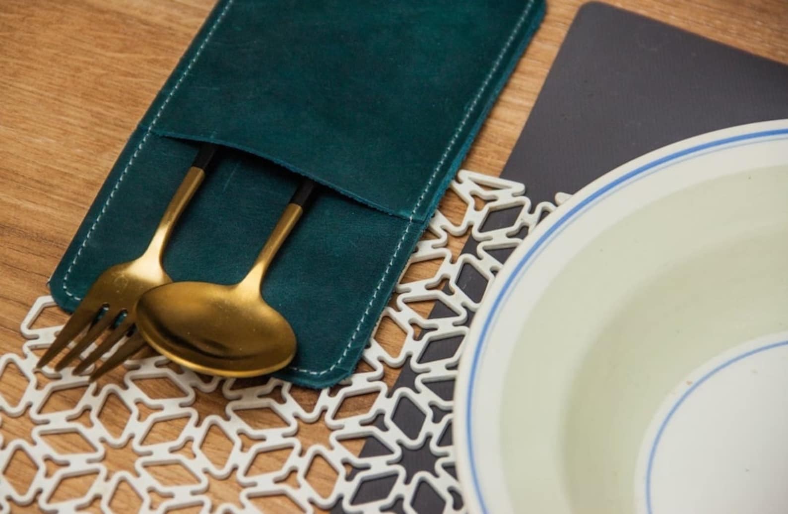 Personalized Cutlery Pouch, Leather Cutlery Bag, Personalized Utensil ...