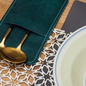 Personalized Cutlery Pouch, Leather Cutlery Bag, Personalized Utensil ...