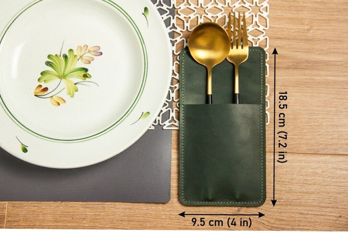 Personalized Cutlery Pouch, Leather Cutlery Bag, Personalized Utensil ...