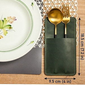 Personalized Cutlery Pouch, Leather Cutlery Bag, Personalized Utensil ...
