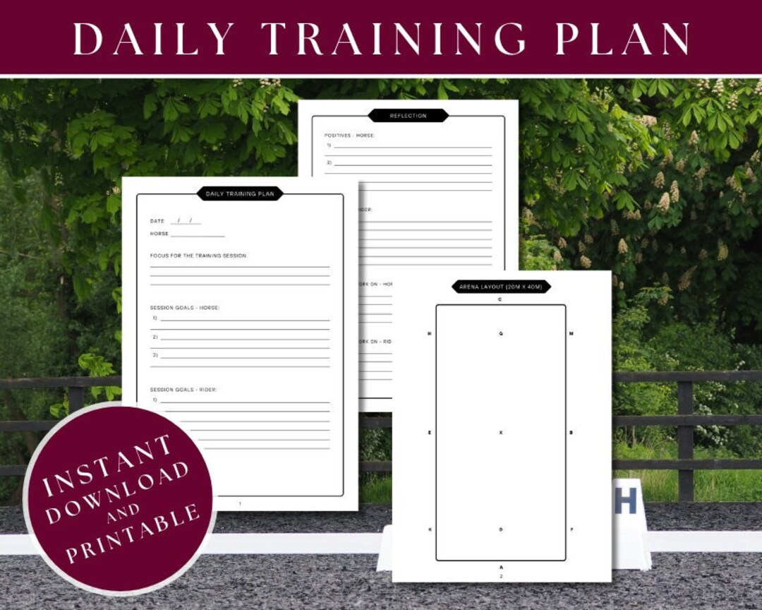 Equestrian Daily Training Plan With Goal Setting | Printable A4 Equine ...