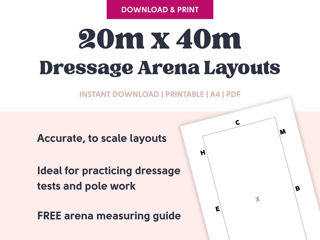 Printable Dressage Arena Layouts 20M X 40M | Equestrian Dressage ...