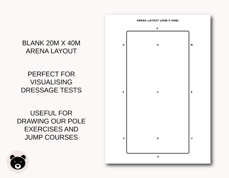Printable Dressage Arena Layouts 20M X 40M | Equestrian Dressage ...
