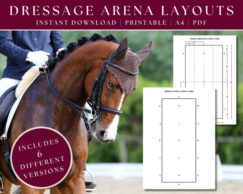 Printable Dressage Arena Layouts Pack | Equestrian Dressage Templates ...