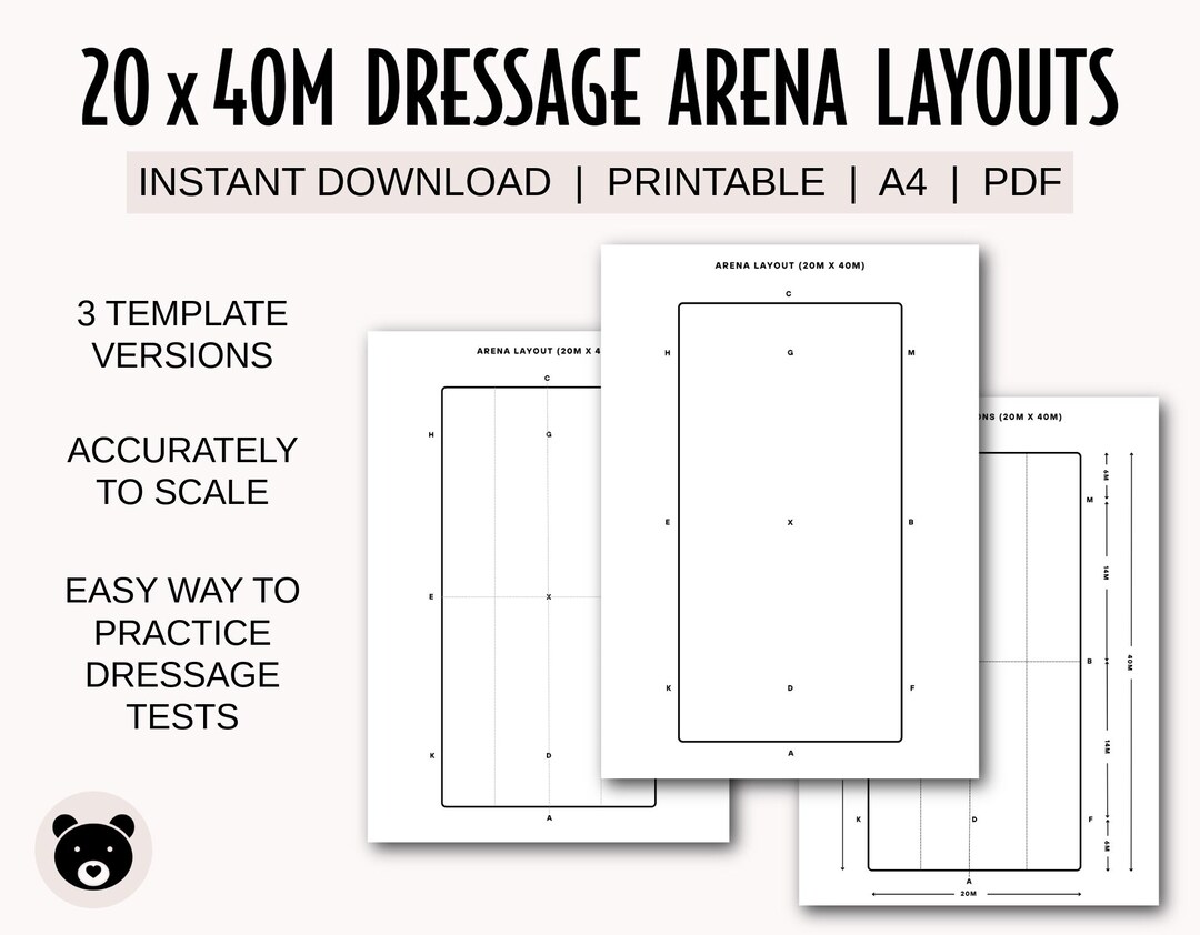 Printable Dressage Arena Layouts 20M X 40M | Equestrian Dressage ...