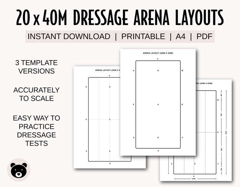 Printable Dressage Arena Layouts 20M X 40M | Equestrian Dressage ...