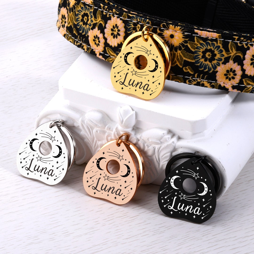 Cute Moon and Star Dog Tag Personalized Shooting Star ID Tag for Dog ...