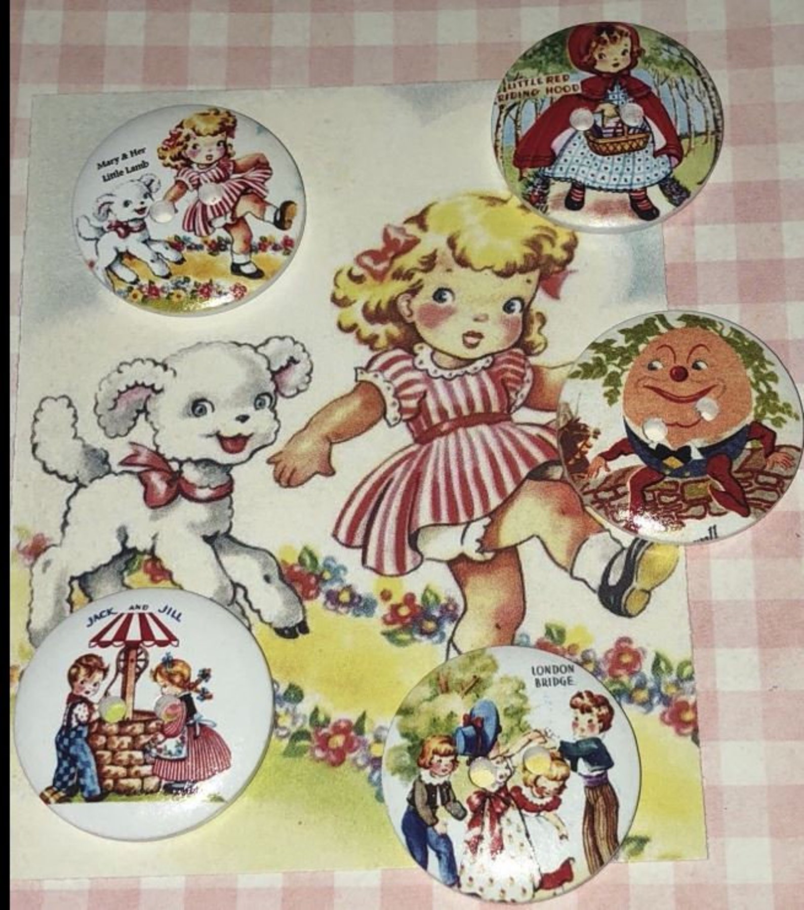 Nursery Rhyme 5 Button Set Humpty Dumpty Little Red Riding - Etsy