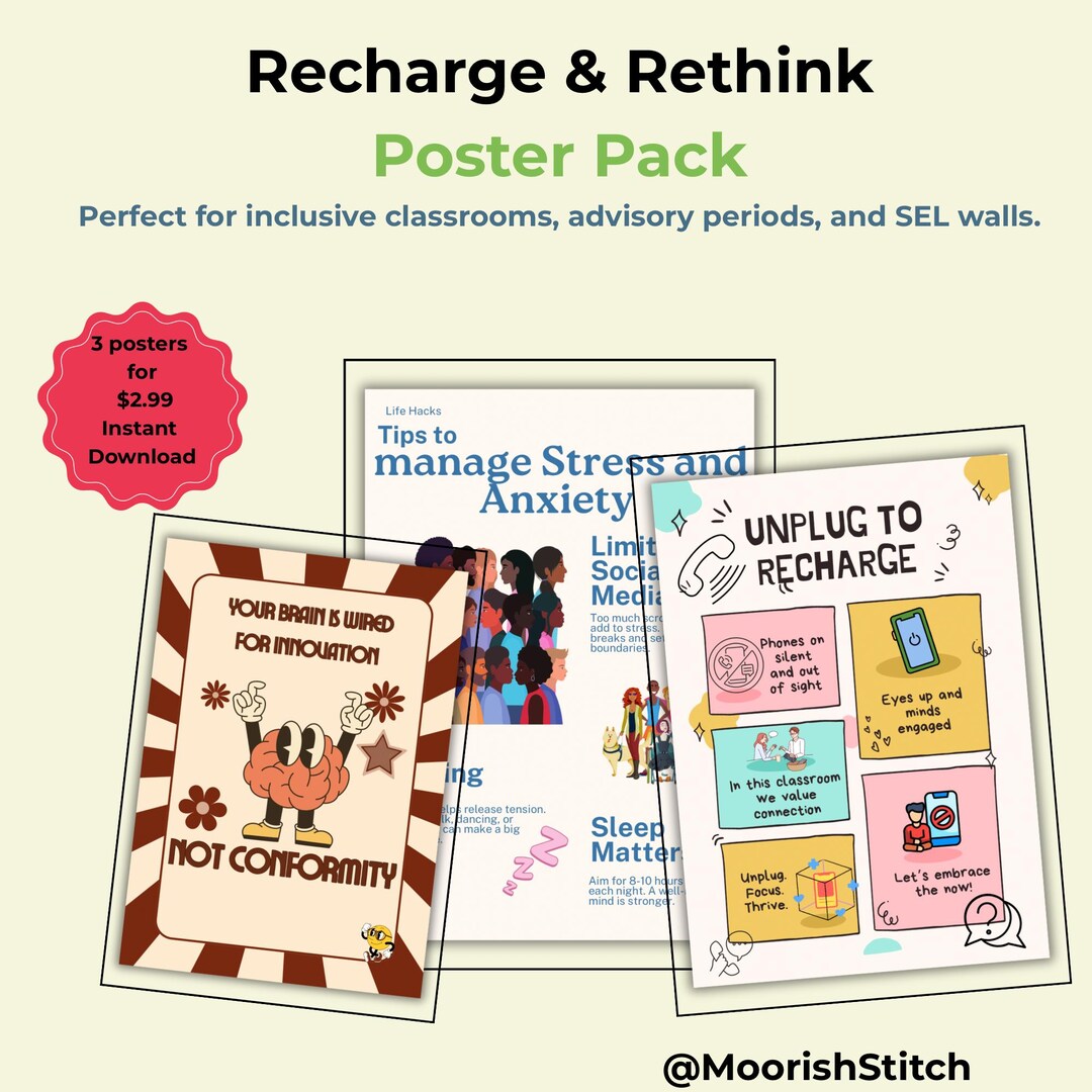 Recharge & Rethink SEL Poster Pack – Mindfulness, Innovation and ...