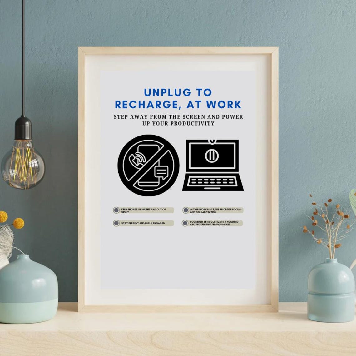 Unplug to Recharge: Minimalist Digital Detox Poster for the Workplace ...