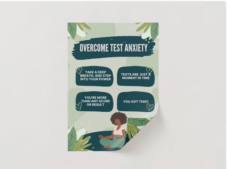 Overcome Test Anxiety: Printable Poster for Students - Etsy