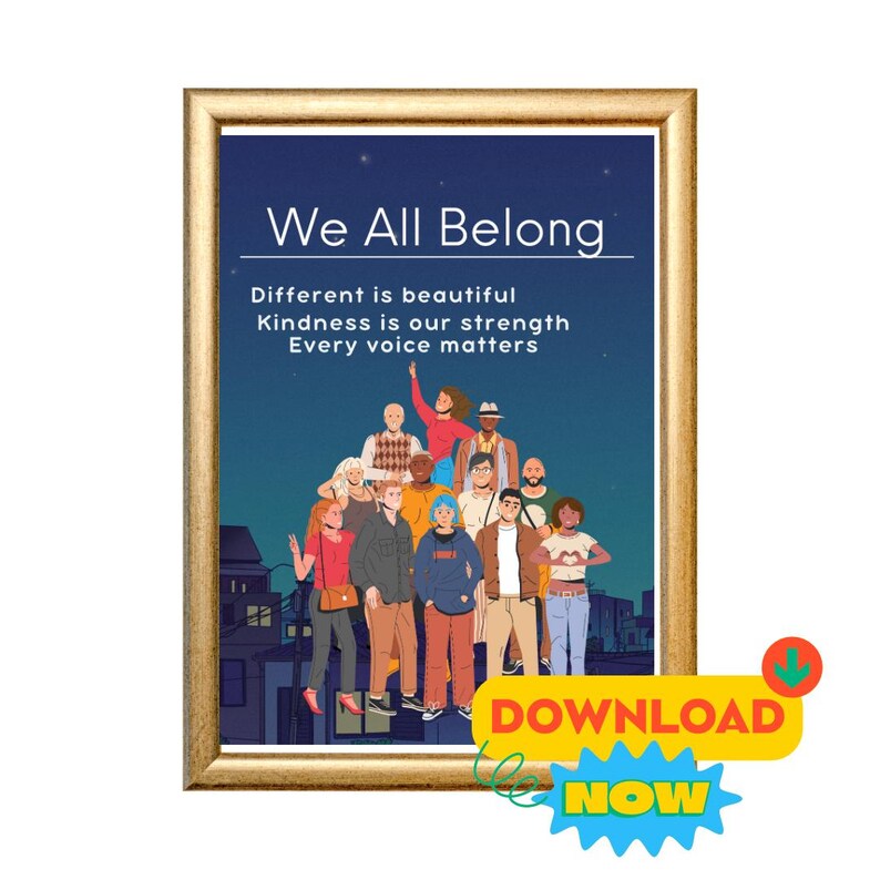 Inclusive Classroom Poster – We All Belong. Printable Wall Art for ...