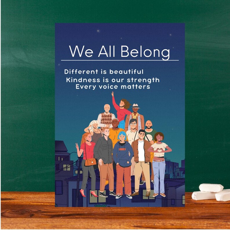 Inclusive Classroom Poster – We All Belong. Printable Wall Art for ...