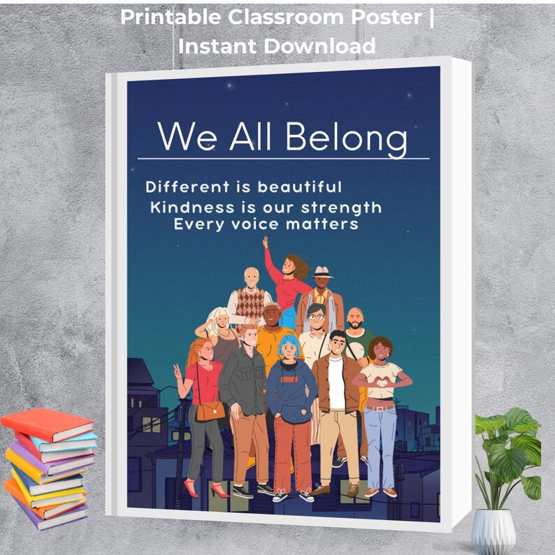 We All Belong Classroom Poster | Inclusive Wall Art for Teachers ...