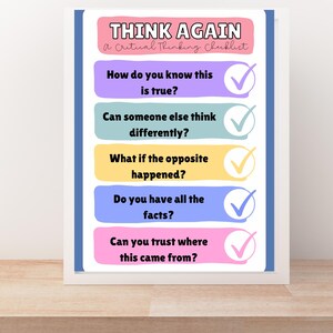 Critical Thinking Poster – Think Again Questions – Media Literacy ...