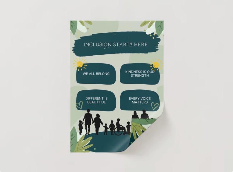 Inclusion Classroom Poster- Printable Wall Art for Teachers, Cultural ...