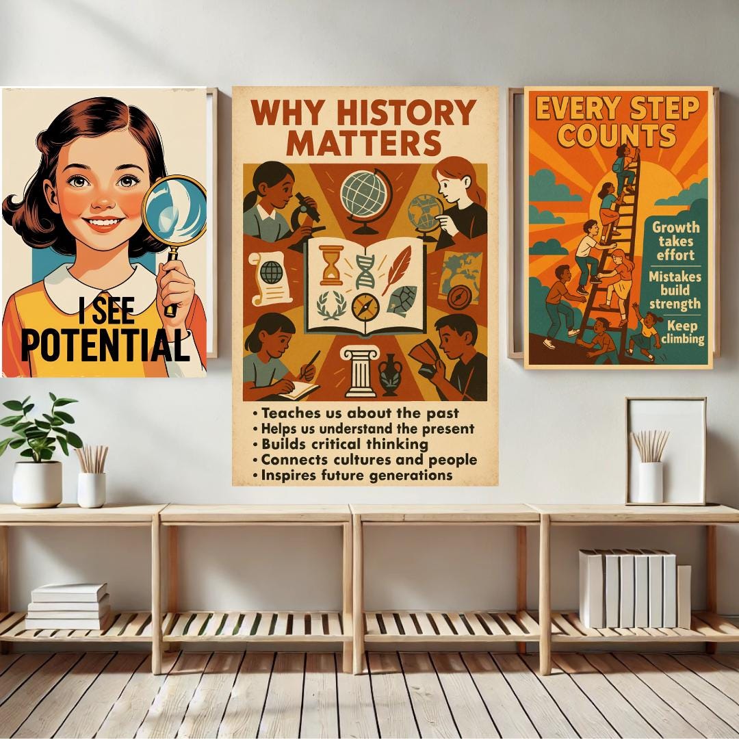 Retro History Classroom Poster Set – Why History Matters, Growth ...