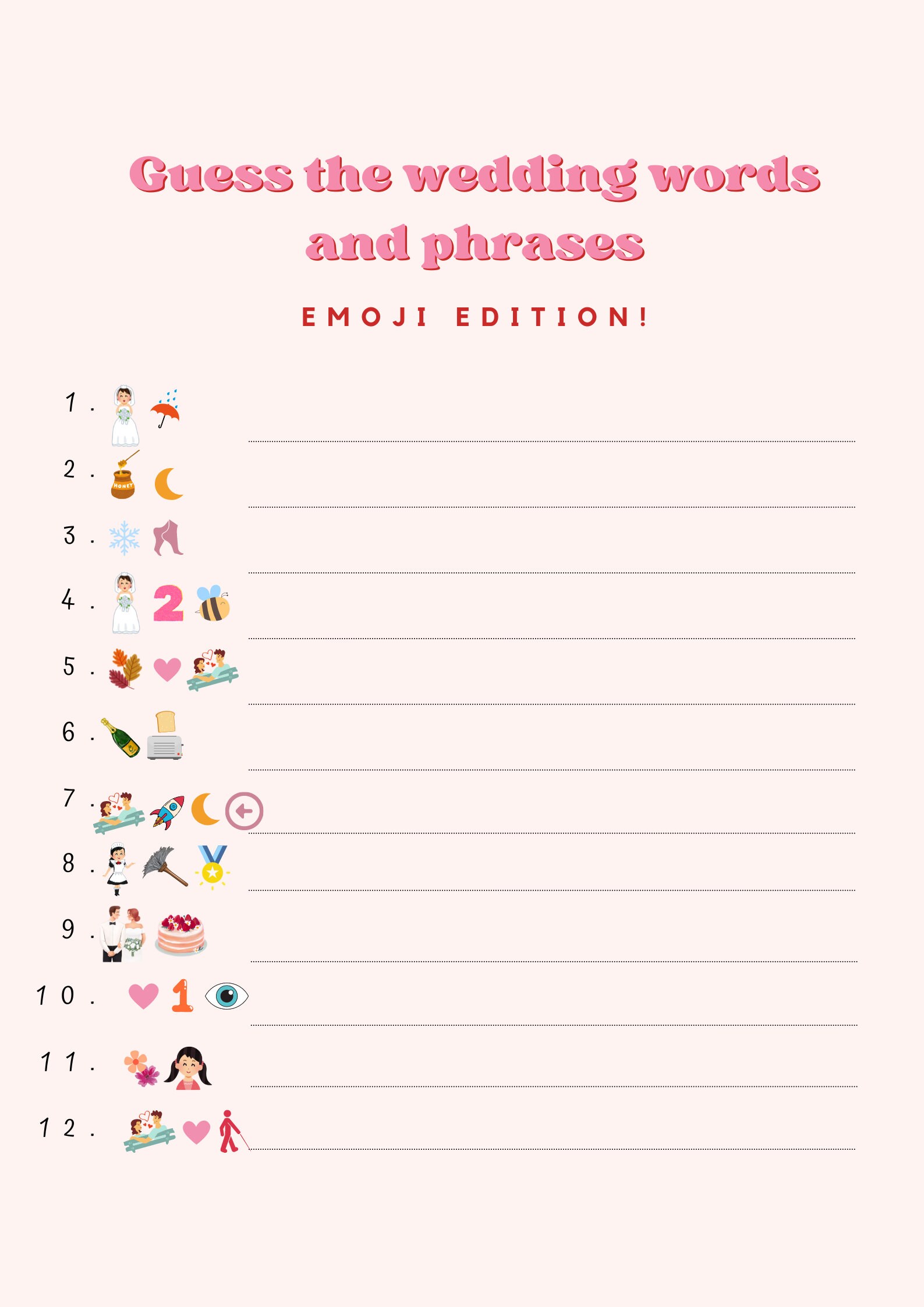 Emoji Pictionary Bridal Shower Game Bachelorette Game Emoji Pictionary ...