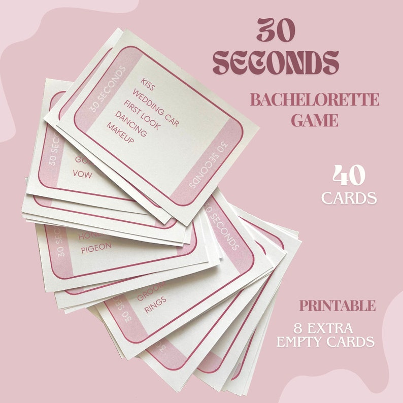 30 SECONDS Bachelorette Game Wedding Game - Etsy