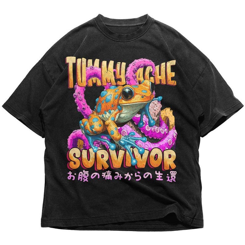 Tummy Ache Survivor Frog Japanese Shirt, Horror Frog Meme Tee, Tokyo ...