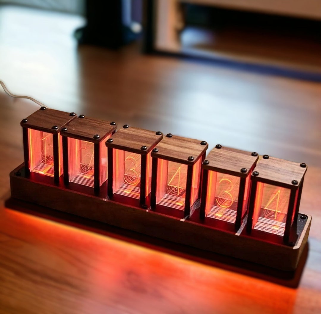 Handmade Nixie Tube Digital Clock Vintage Rustic Geometric Bedroom ...