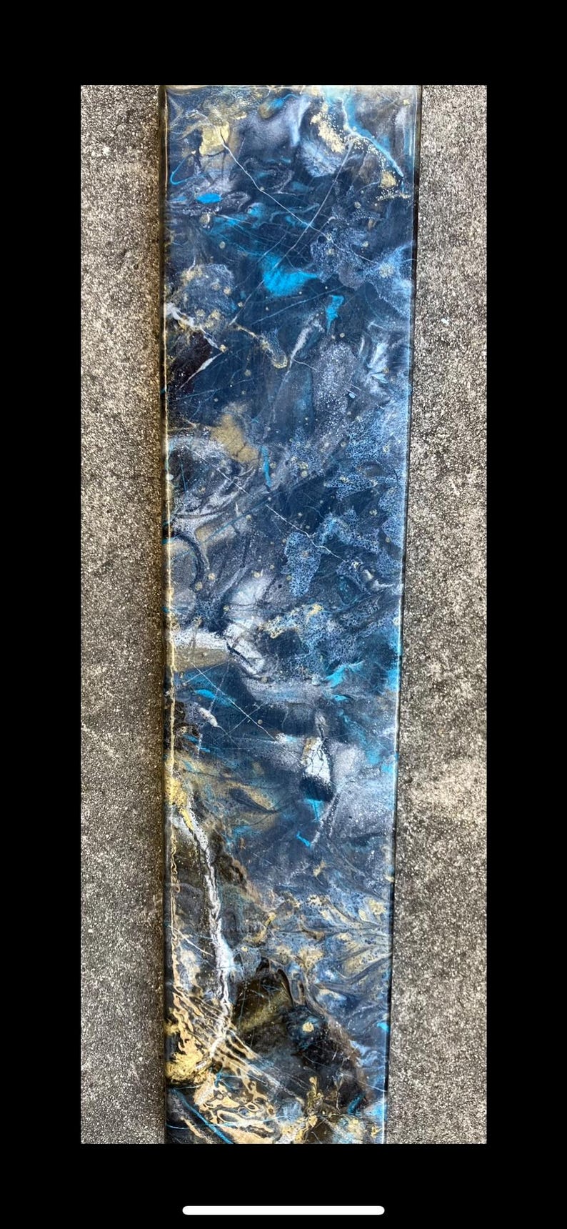 Original Epoxy Floating Shelf, Black Blue and Gold Mica Powder in Resin ...