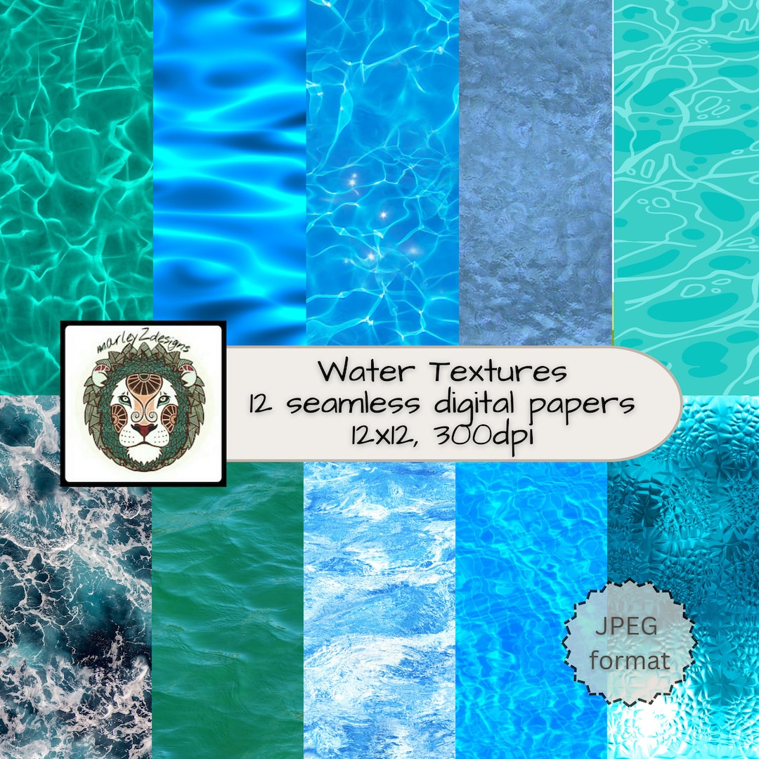 WATER Seamless Digital Paper - Digital Texture Backgrounds With Light ...