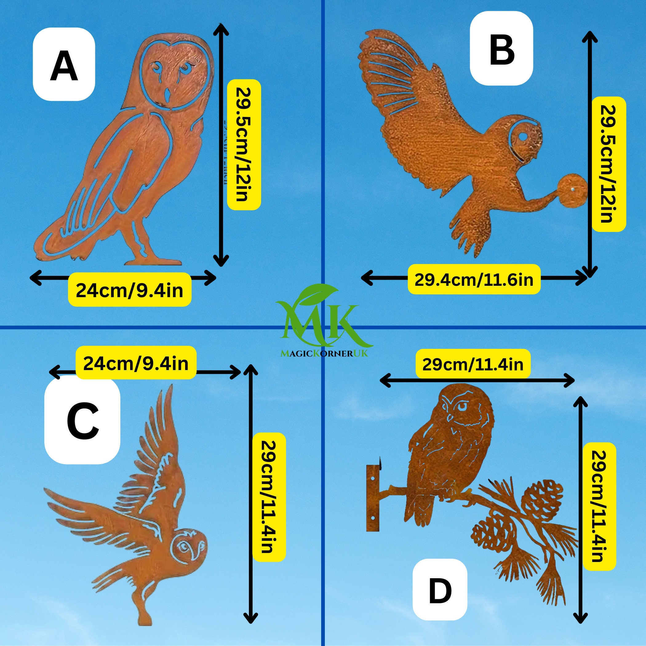 Rusty Owl for Decoration, Metal Garden Owl for Yard, Owl Sculpture, Owl ...