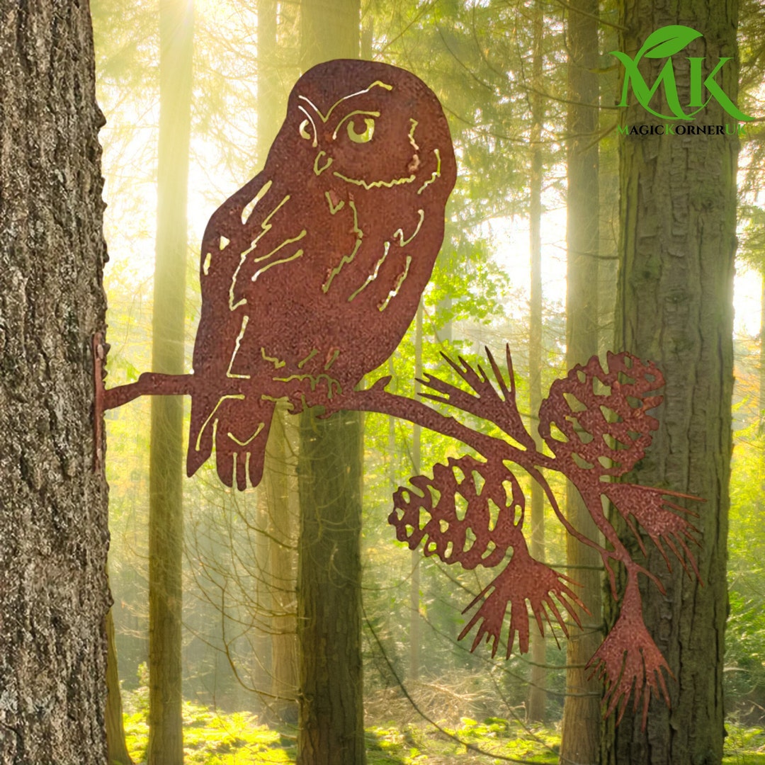 Rusty Owl for Decoration, Metal Garden Owl for Yard, Owl Sculpture, Owl ...