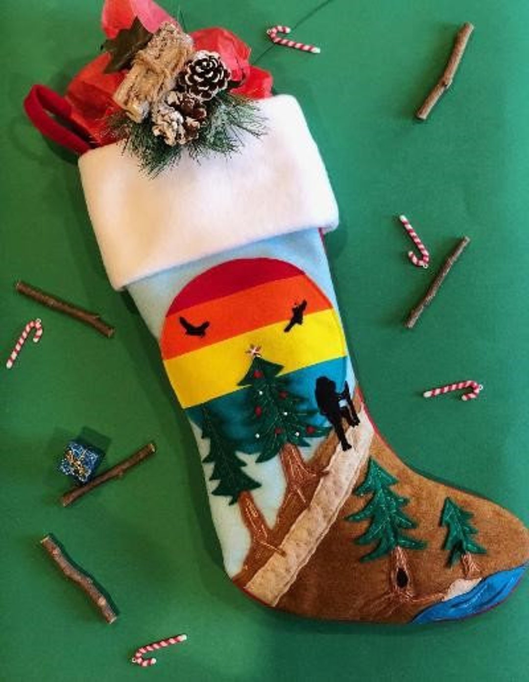 Christmas Hiking Stocking, Stockings, Hiker Gift, Hiking Christmas, - Etsy