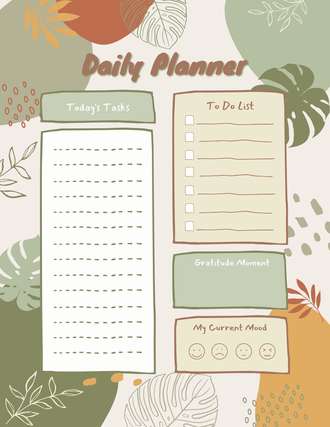 Printable Daily Planner for Plant Lovers (SVG Digital File) - Etsy