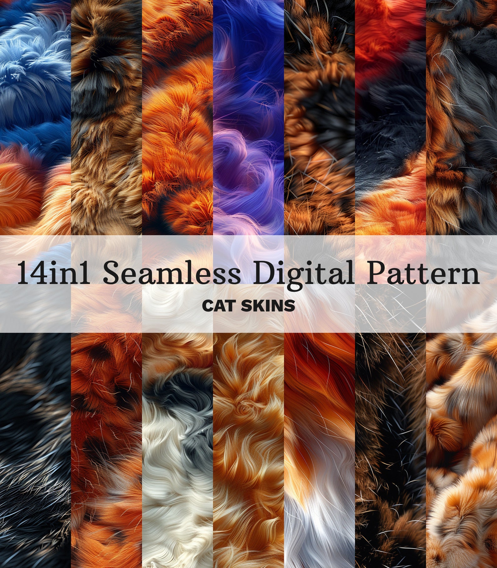 Adorable Kitty Cat Skins Patterns - 14 Designs - Digital Paper ...