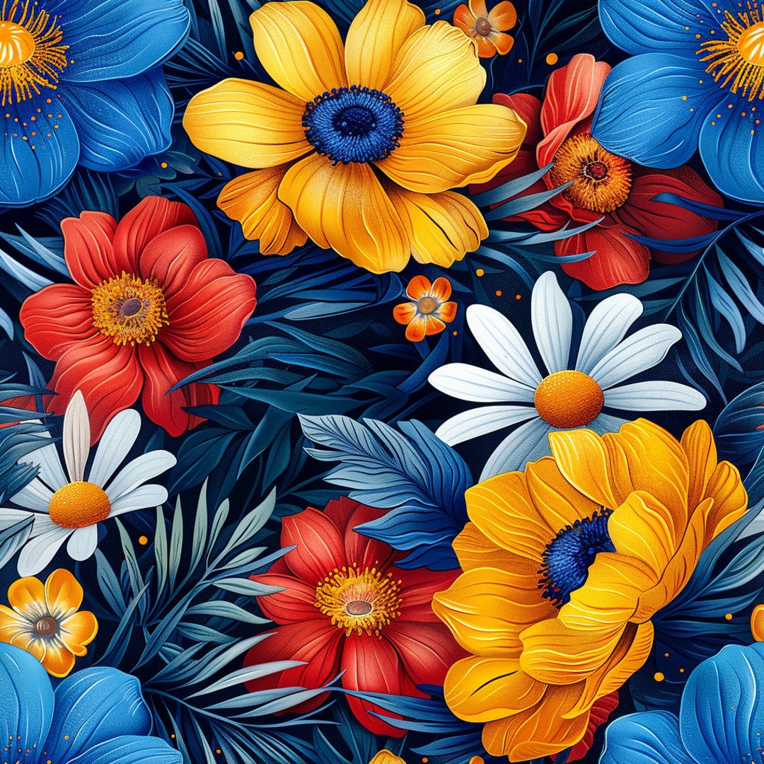 Colorful Flower Garden SEAMLESS Patterns - Flowers Digital Paper - 24 ...